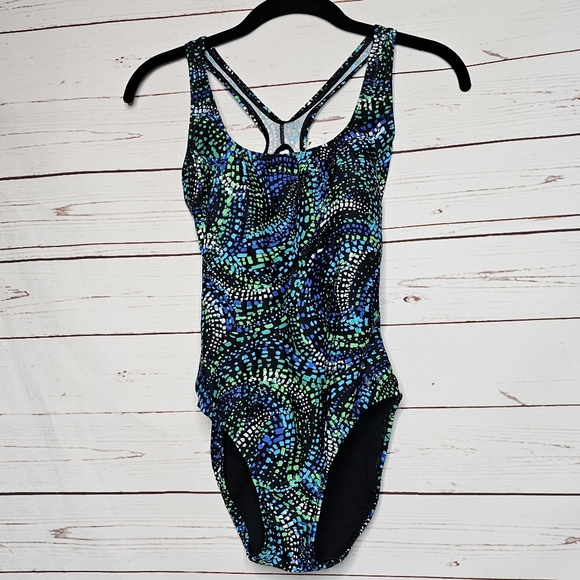 Speedo | Swim | Speedo Blue And Green Swirl Pattern Swimsuit | Poshmark